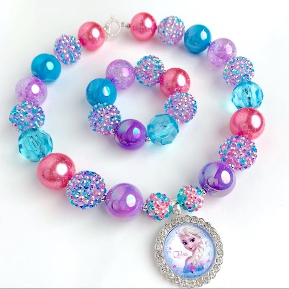 Hand Crafted | Accessories | Elsa Frozen Necklace Bracelet Set | Poshmark